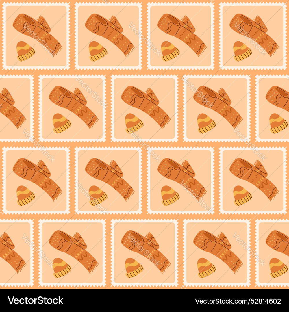 Scarf and beanie checked seamless pattern bento Vector Image