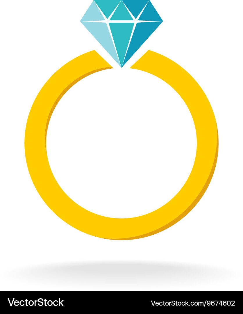 Wedding engagement ring simple color symbol Vector Image