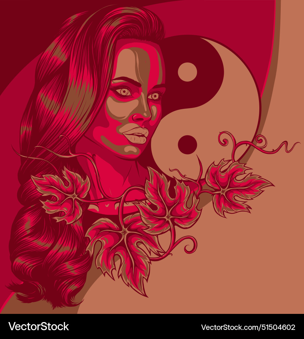 Woman death with yin yang Royalty Free Vector Image