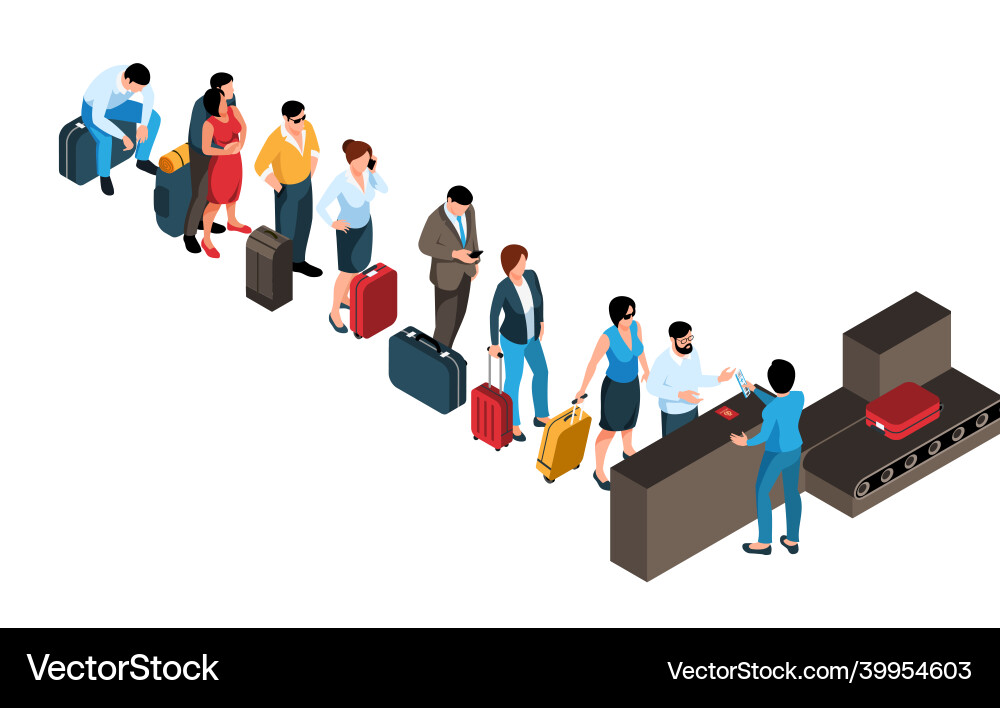 Airport check-in composition Royalty Free Vector Image