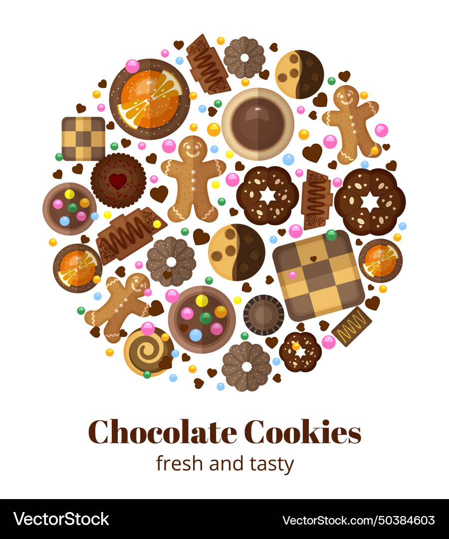 Chocolate christmas cookies Royalty Free Vector Image