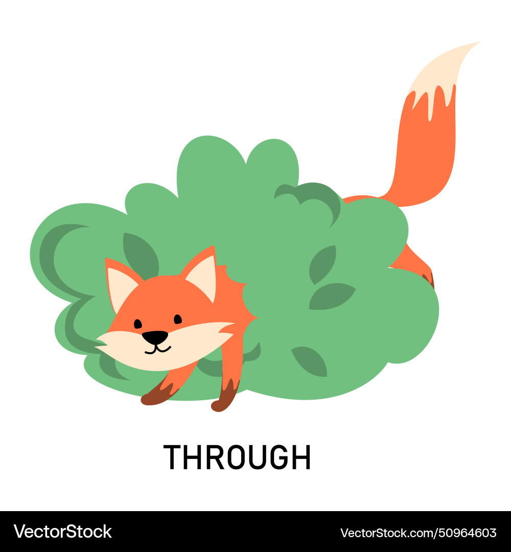 Fox walking through the bush Royalty Free Vector Image