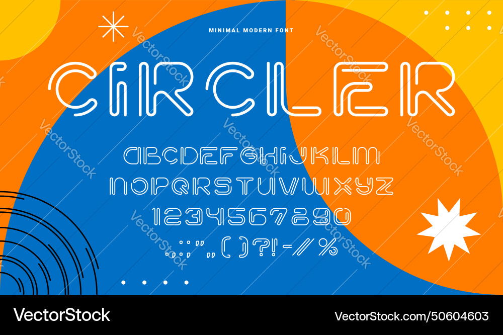 Futuristic round font line or monoline typeface Vector Image