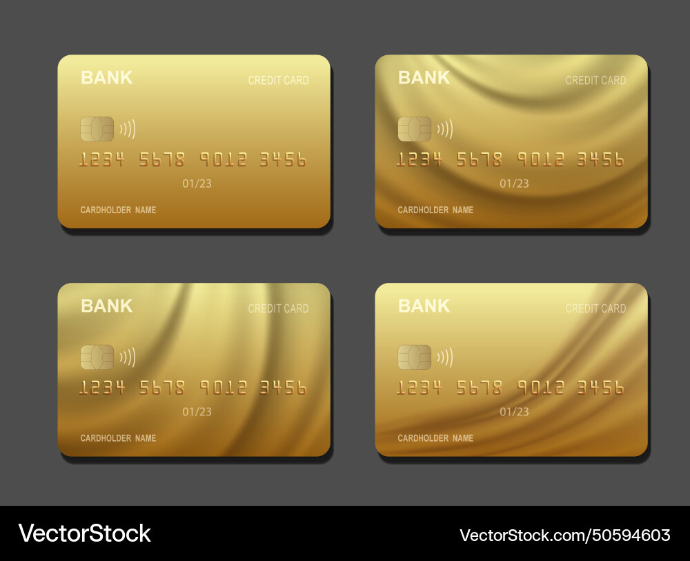 Golden vip card mockup isolated set Royalty Free Vector