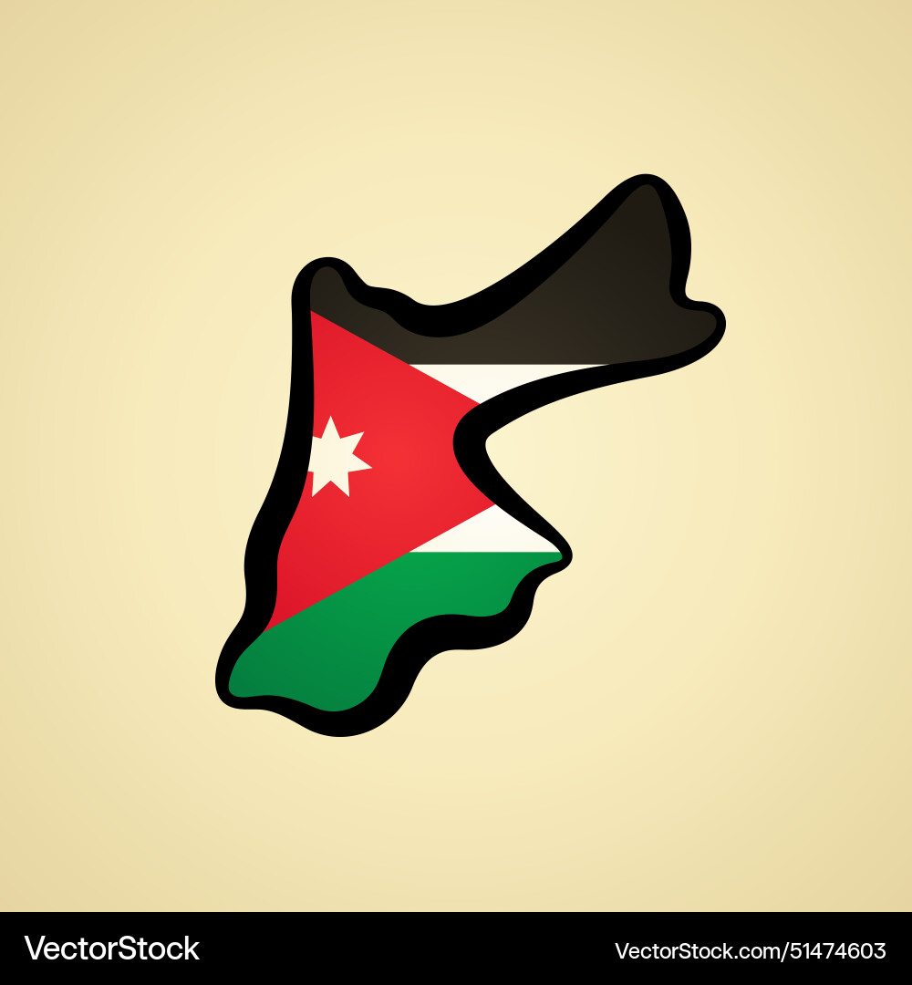 Jordan - map colored with flag Royalty Free Vector Image