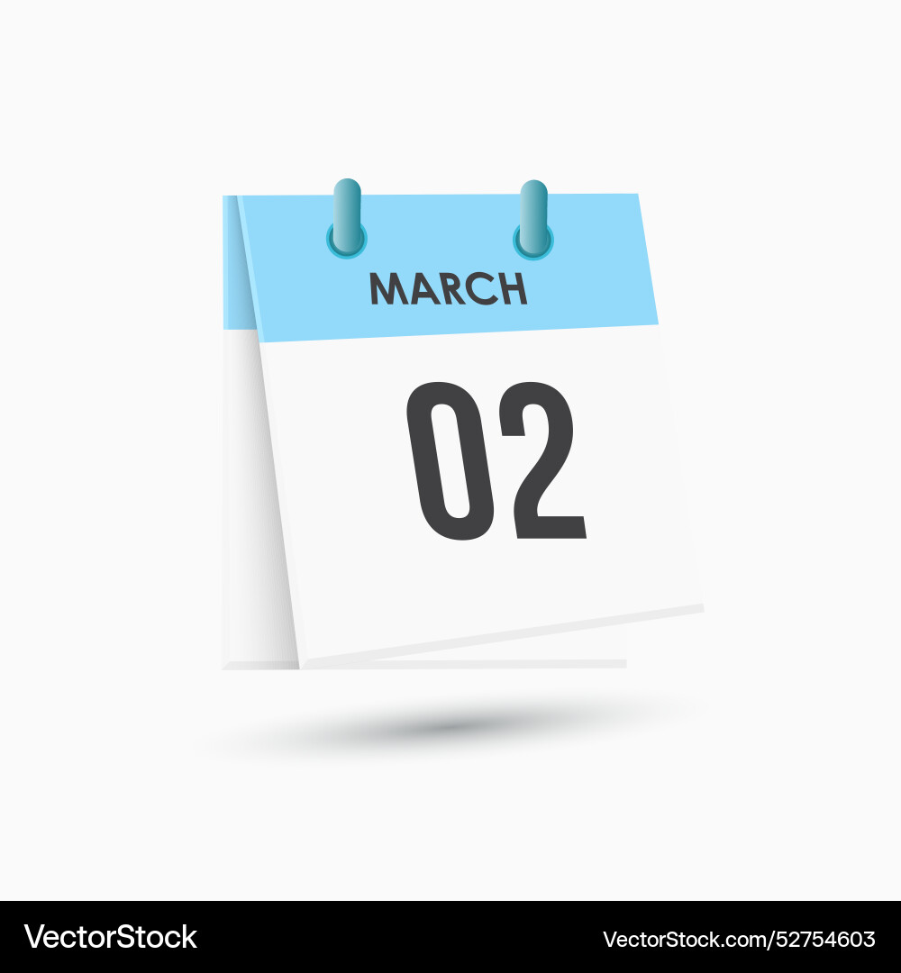 March 2 - calendar and time planner daily Vector Image