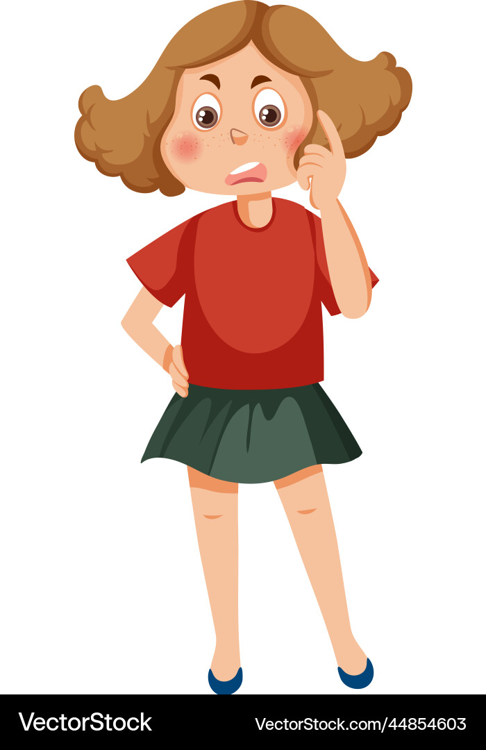 Scowl girl standing akimbo pose Royalty Free Vector Image