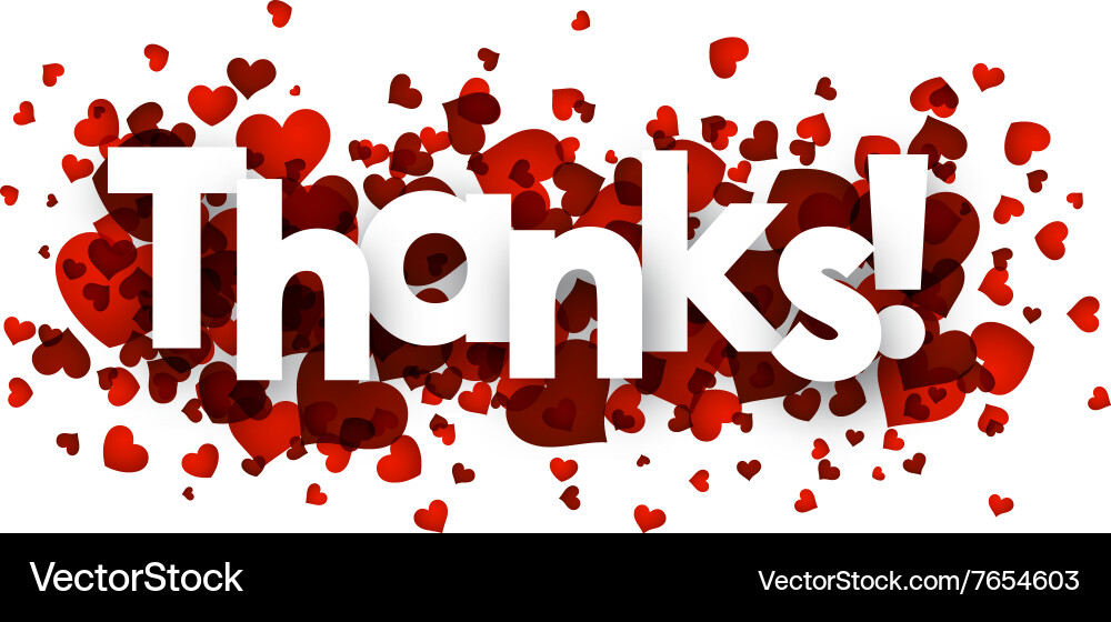 Thanks card with hearts Royalty Free Vector Image