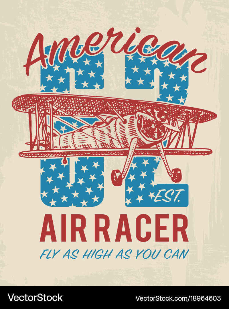 Vintage Airplane T-Shirt Graphic Royalty Free Vector Image