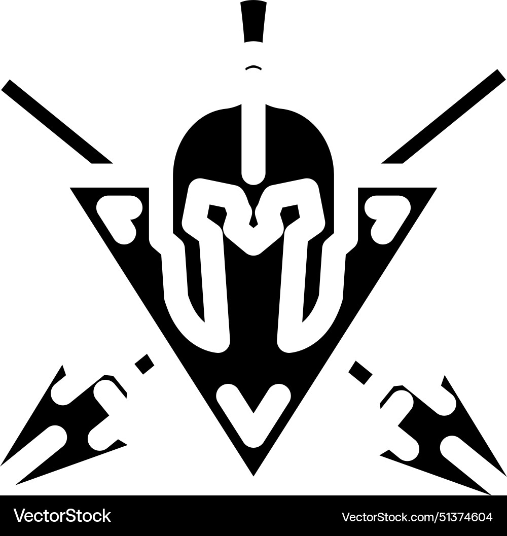 Badge ancient soldier glyph icon Royalty Free Vector Image