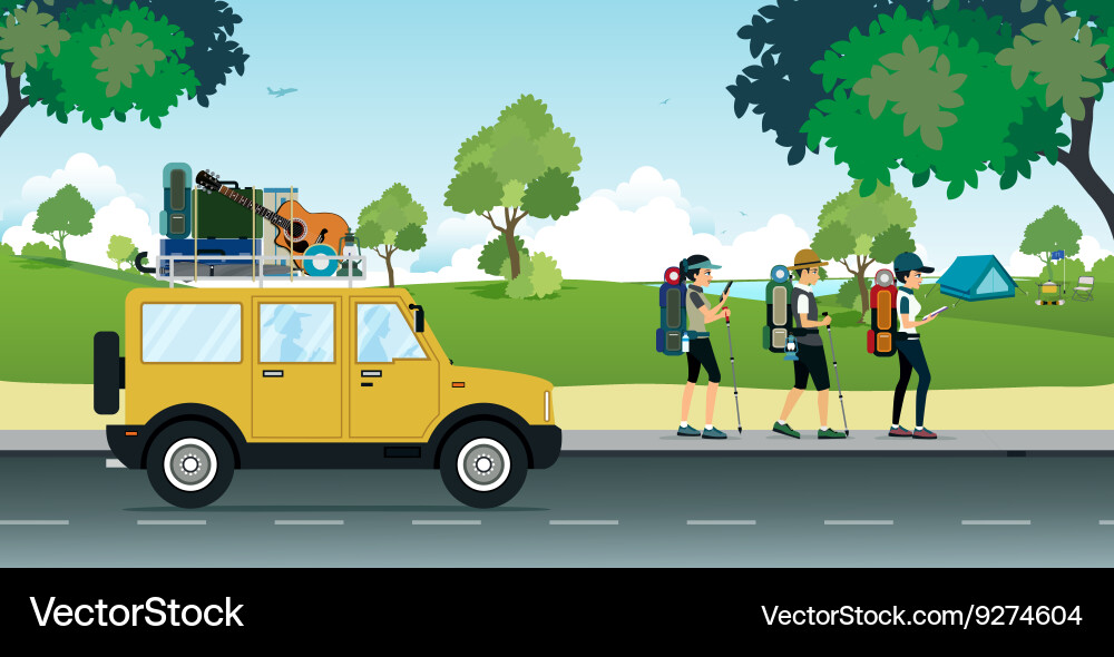 Car camping Royalty Free Vector Image - VectorStock