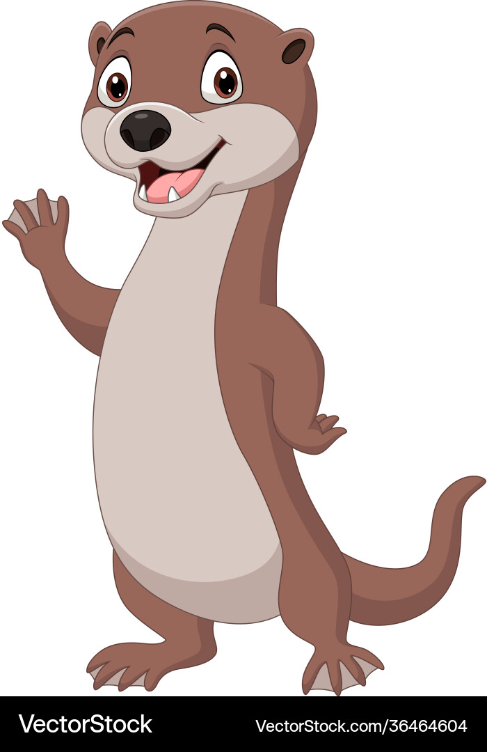 Cartoon funny otter waving its hand Royalty Free Vector