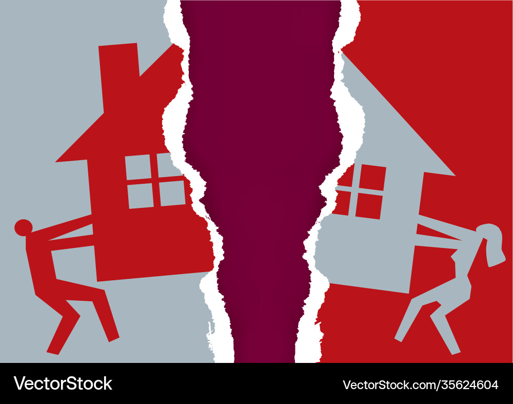Division property at divorce Royalty Free Vector Image