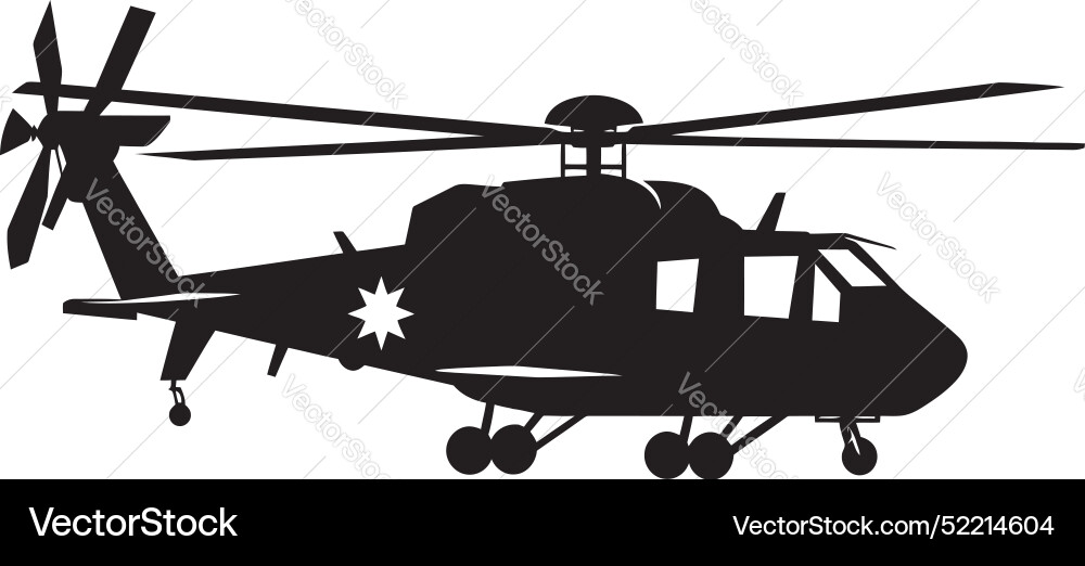 Elegant might black helicopter emblematic symbol Vector Image