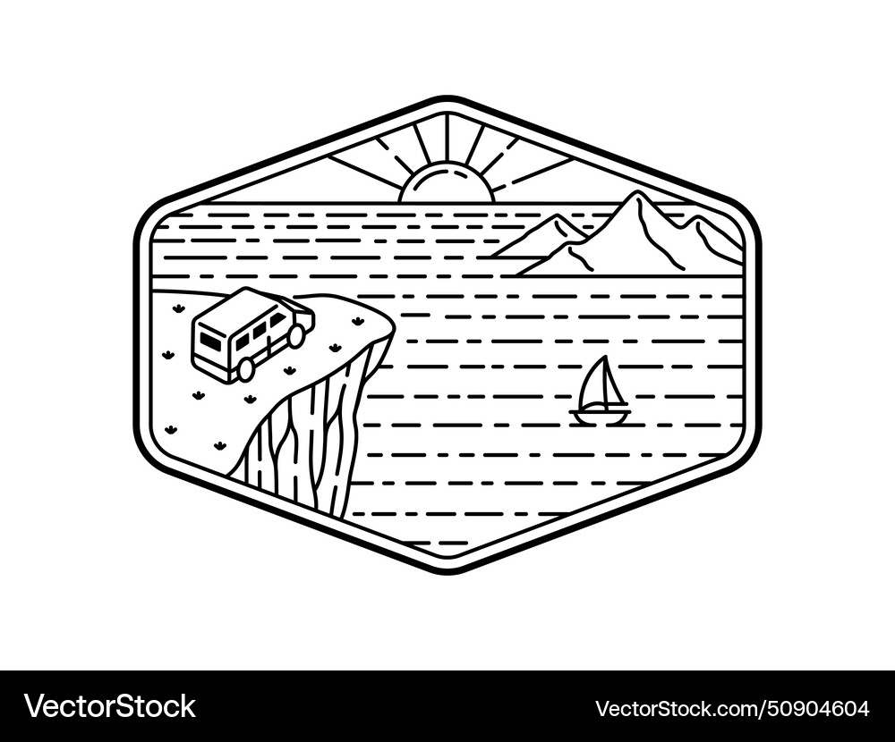 Natural scenery in the frame line art Royalty Free Vector