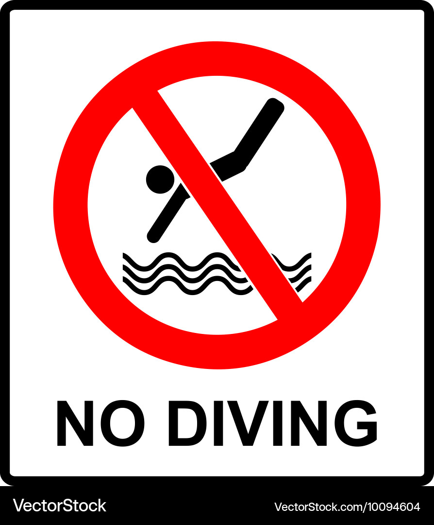 No diving sign prohibition symbol in red Vector Image