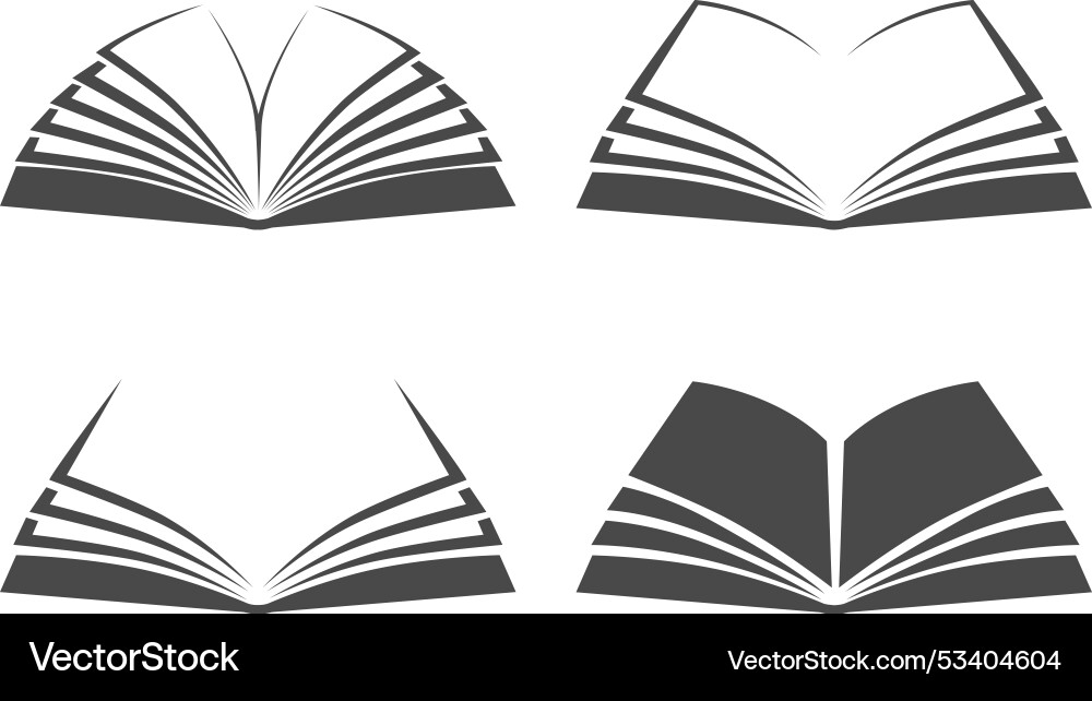 Opened book logo set Royalty Free Vector Image