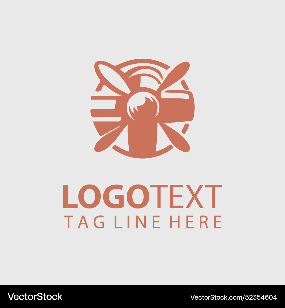 Propeller airplane logo Royalty Free Vector Image