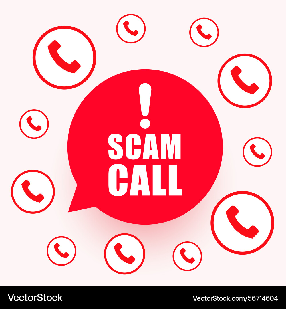 Scam phone call alert caution background design Vector Image
