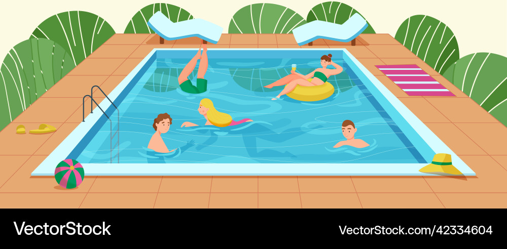 Swimming pool composition Royalty Free Vector Image