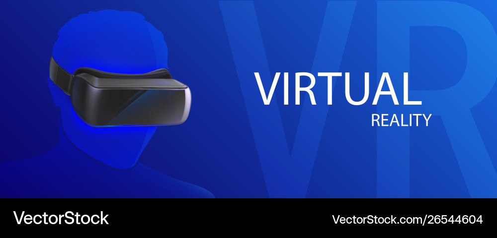 Vr virtual reality glasses banner cyber space Vector Image