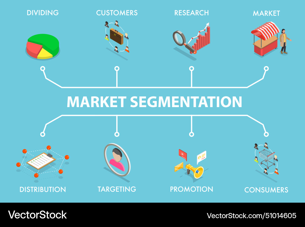 3d isometric flat of market Royalty Free Vector Image