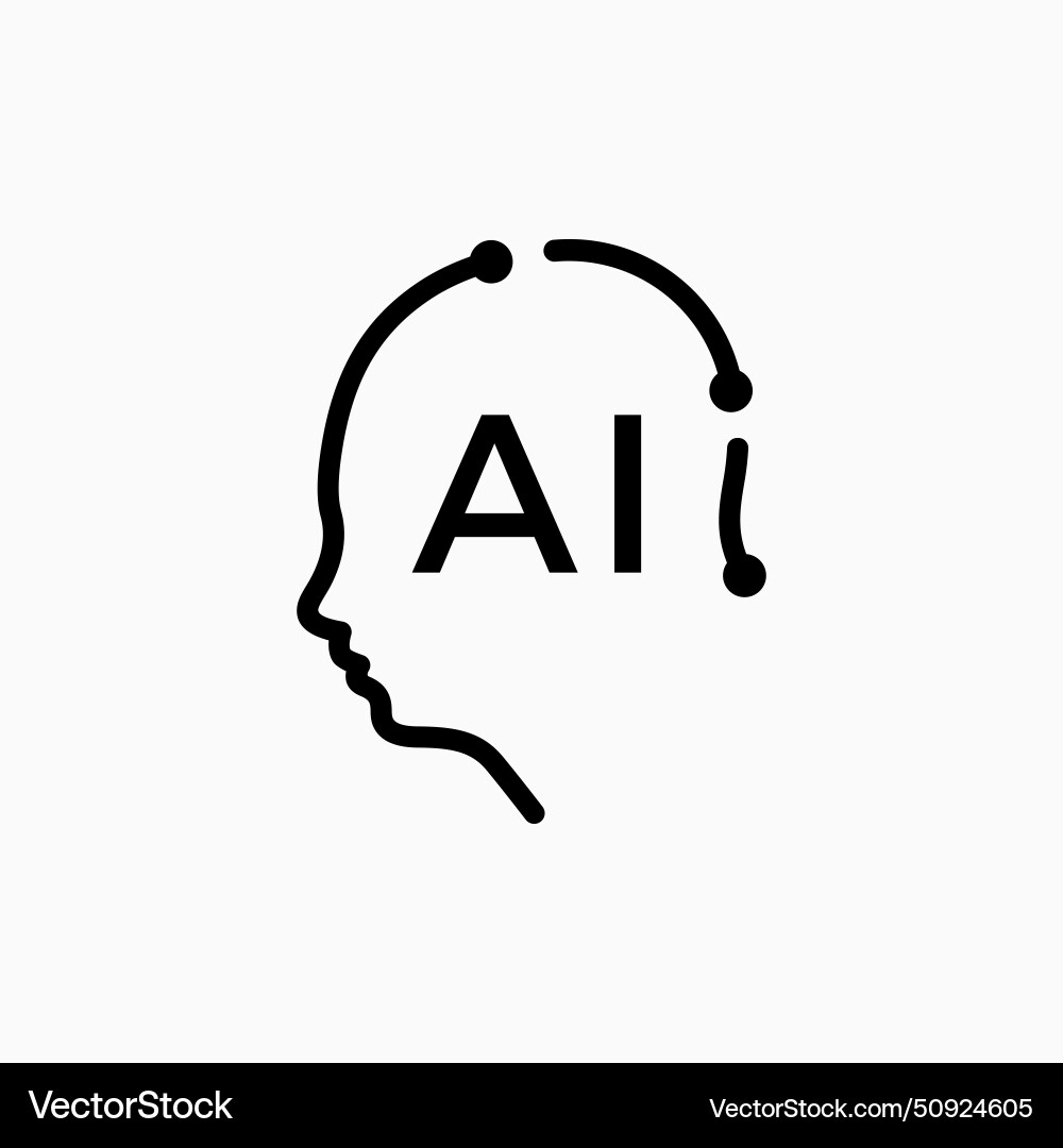 Ai human intelligence head think logo icon Vector Image