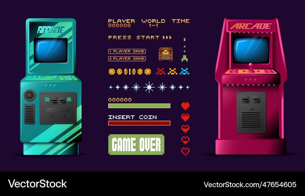 Arcade game set Royalty Free Vector Image - VectorStock