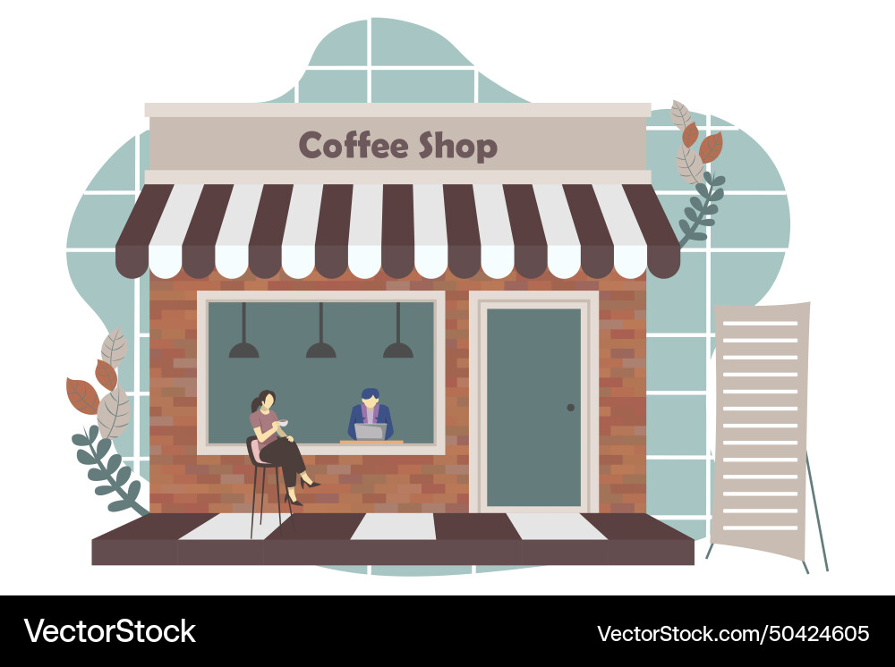 Coffee shop flat design Royalty Free Vector Image