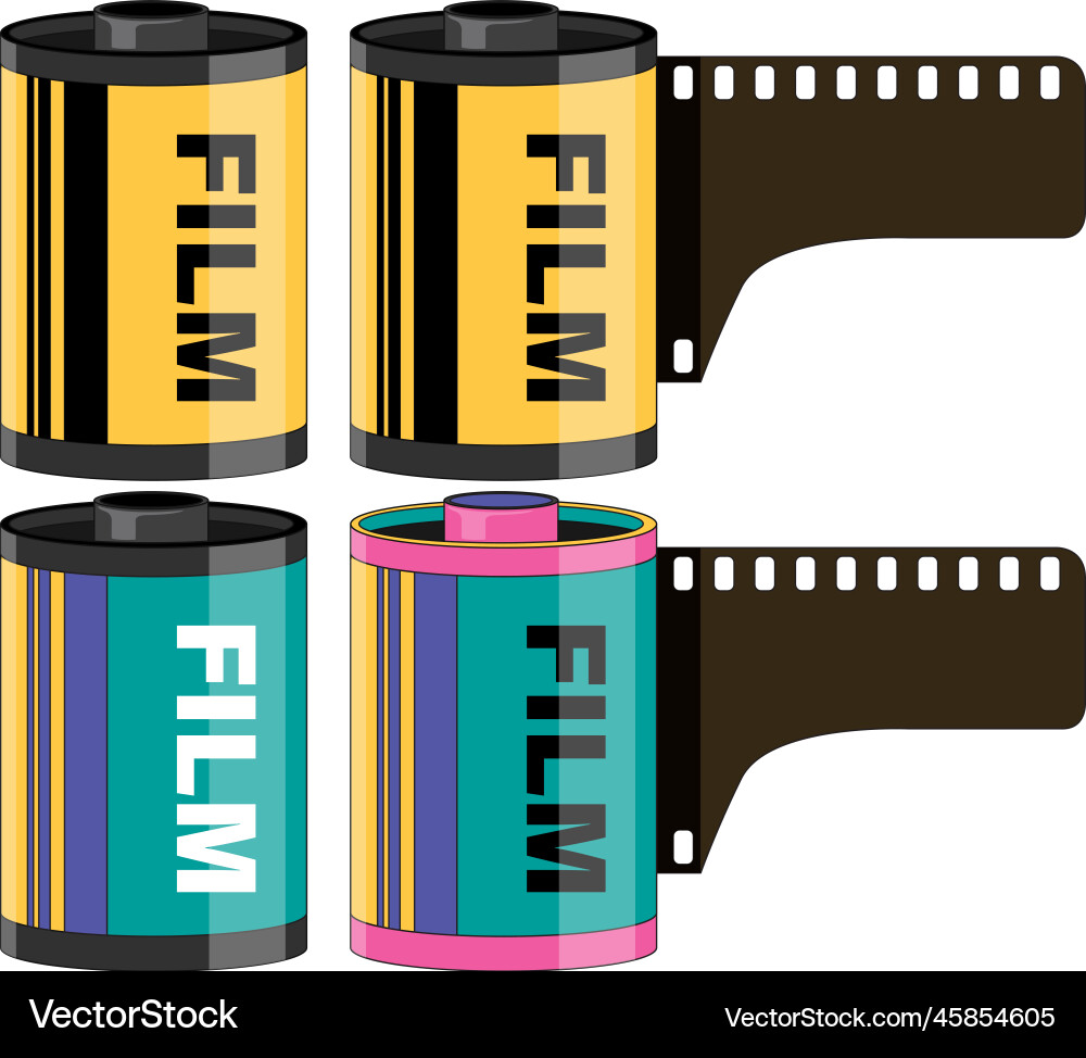 Different colorful film rolls Royalty Free Vector Image