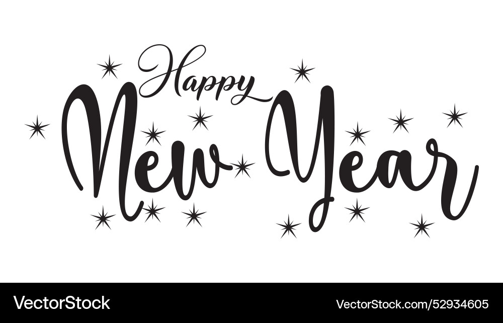 Happy New Year Typography Text Isolated Element Vector Image