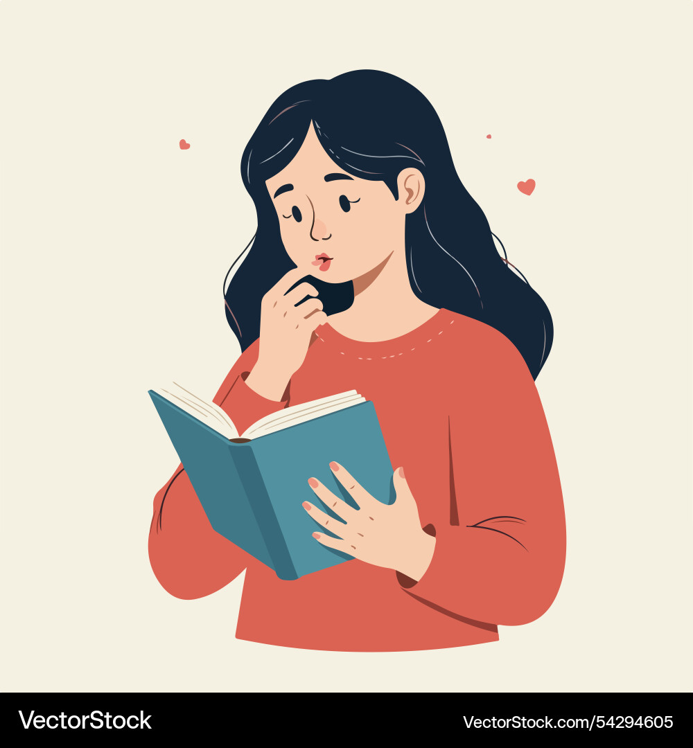 Thoughtful reading moment Royalty Free Vector Image