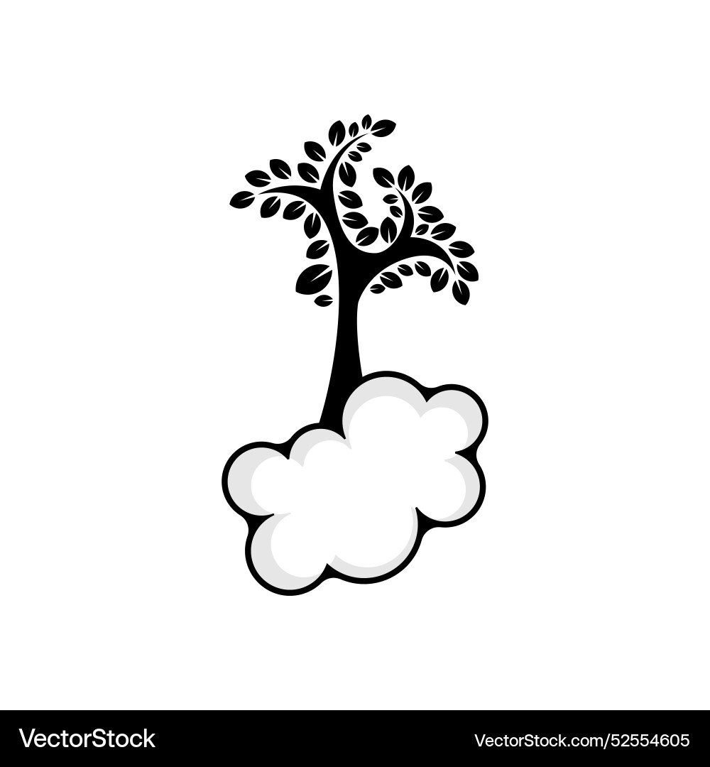 Tree and cloud icon logo design Royalty Free Vector Image