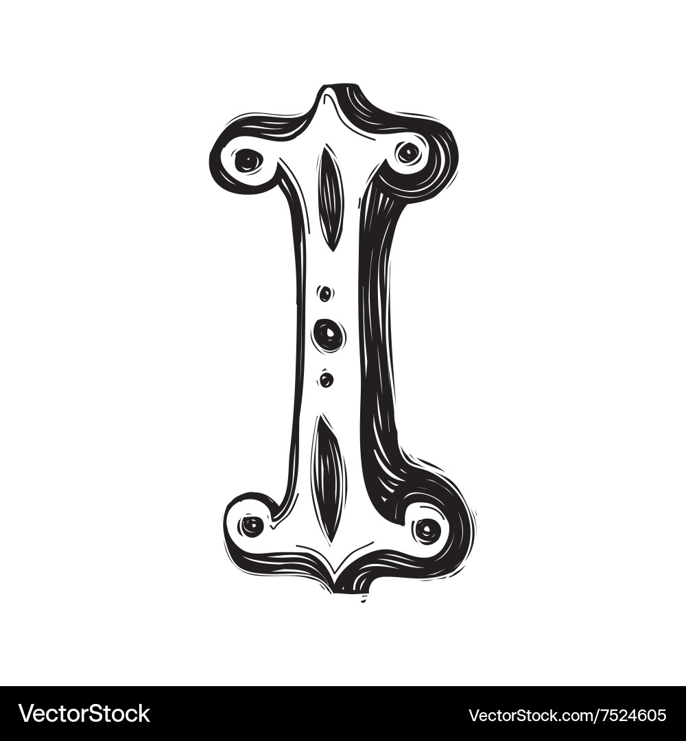 Vintage style letter i Royalty Free Vector Image