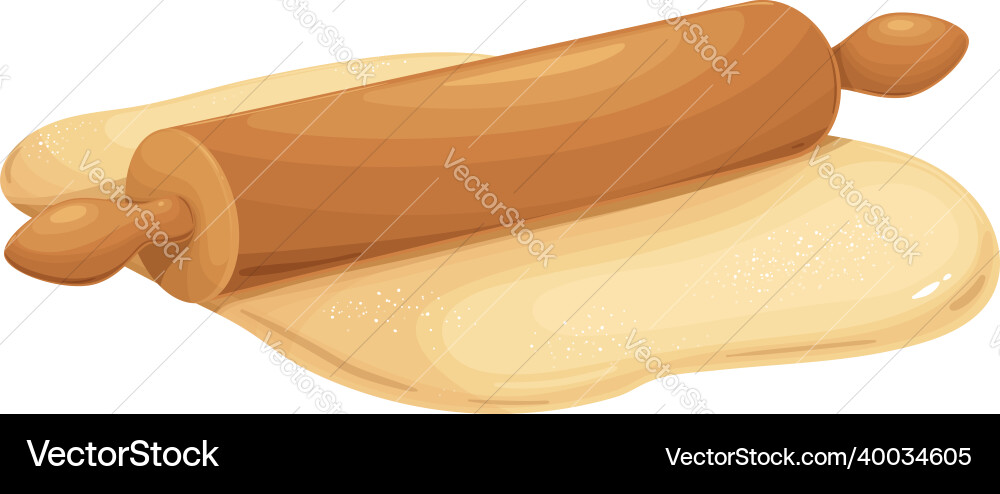 Wooden rolling pin and kneading dough Royalty Free Vector