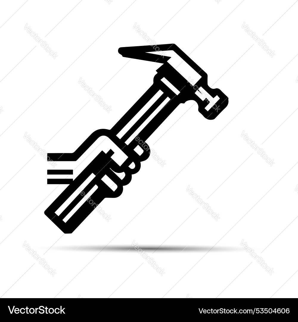 A hand holding hammer icon Royalty Free Vector Image