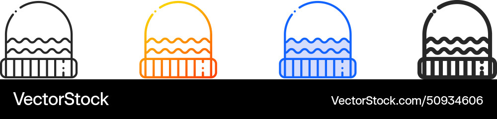 Beanie iconthin linear gradient blue stroke Vector Image