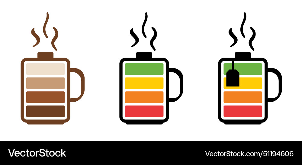 Coffee charge loading indicator mug with battery Vector Image