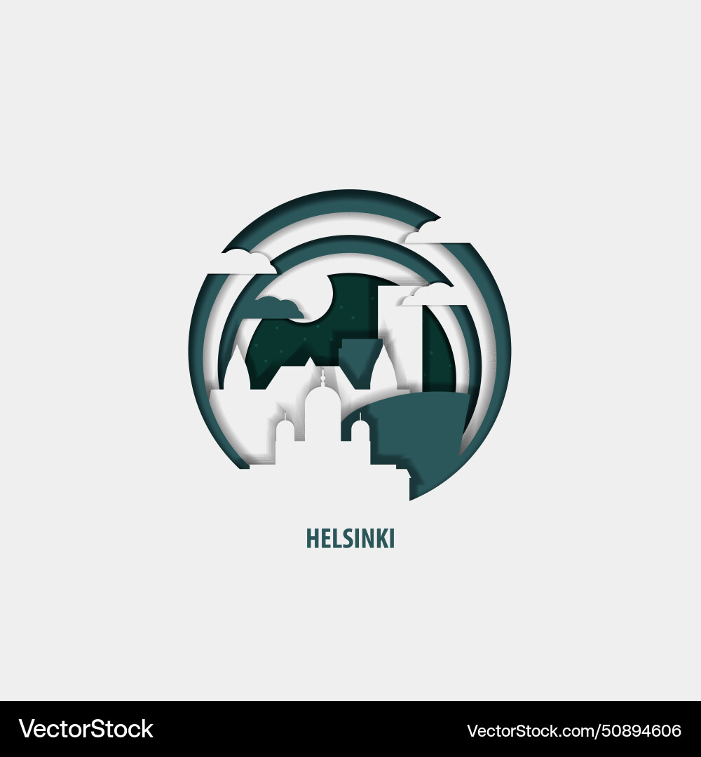 Creative paper cut layer craft helsinki origami Vector Image