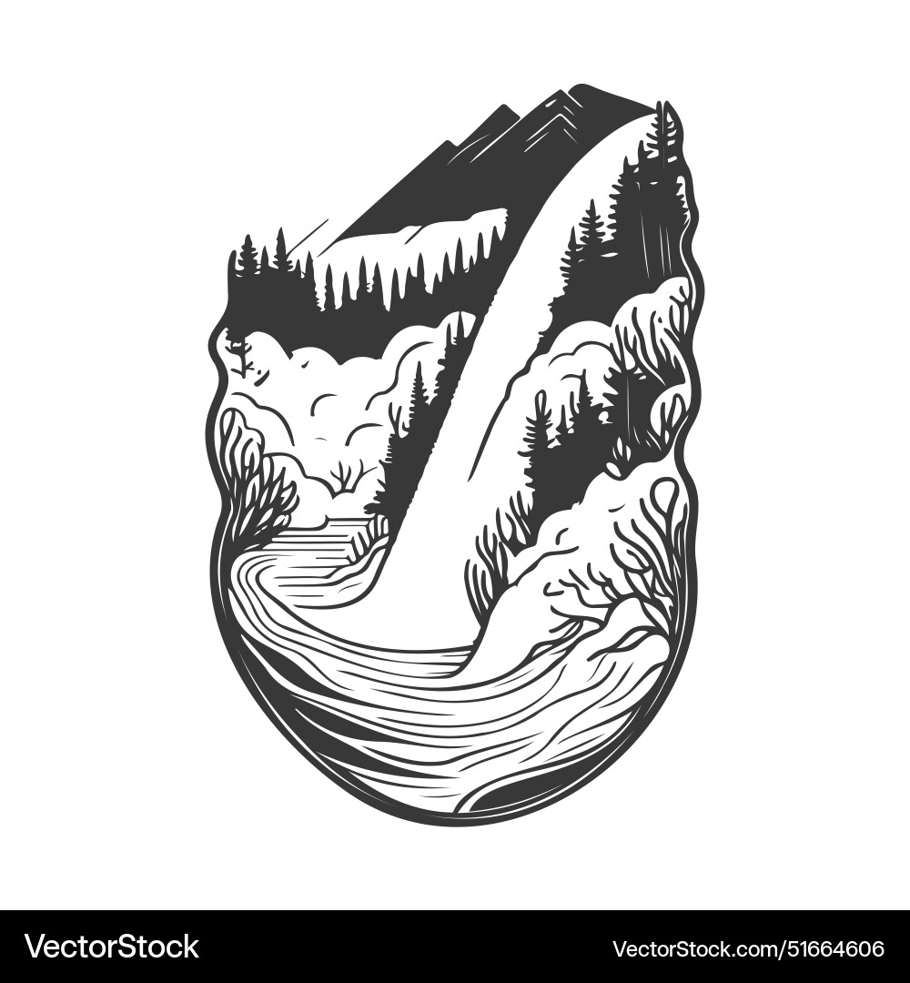 Falling water river grey Royalty Free Vector Image