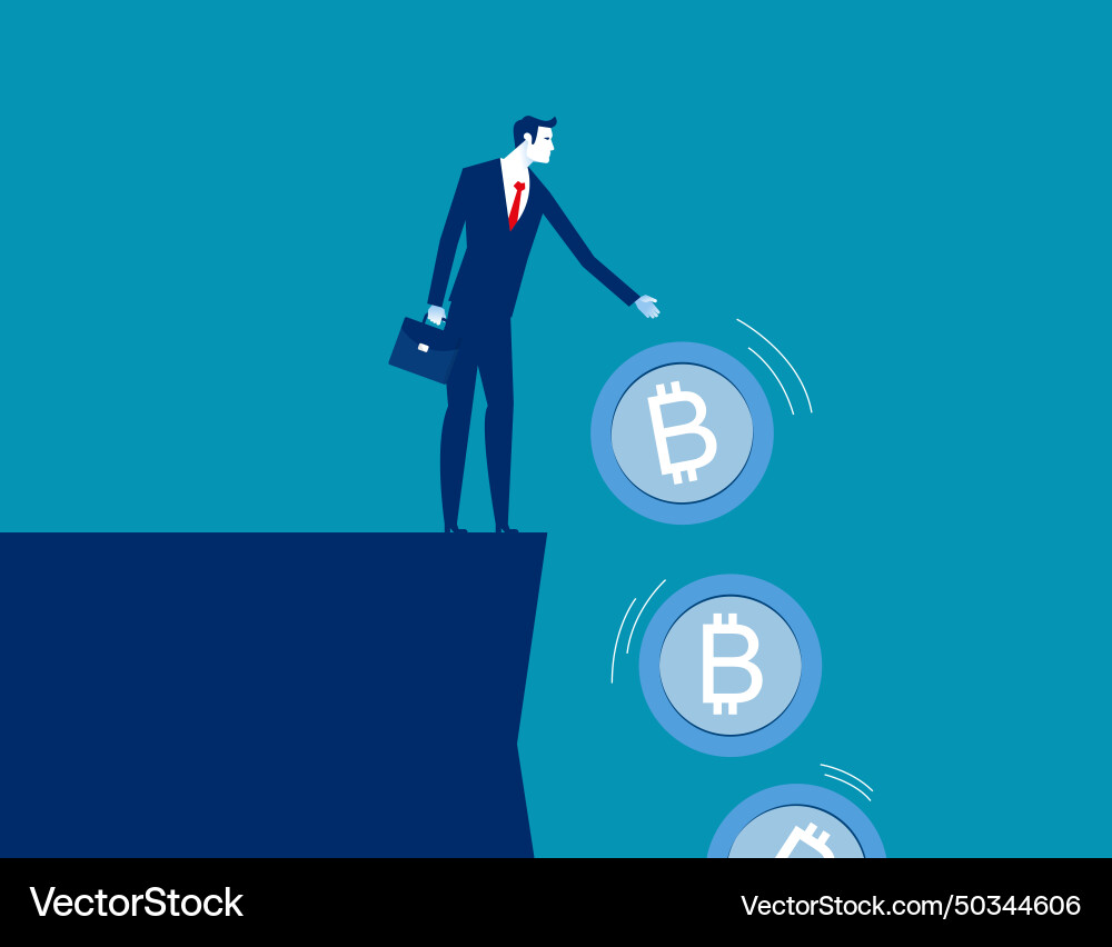 Man investor or trader and drops bitcoins Vector Image