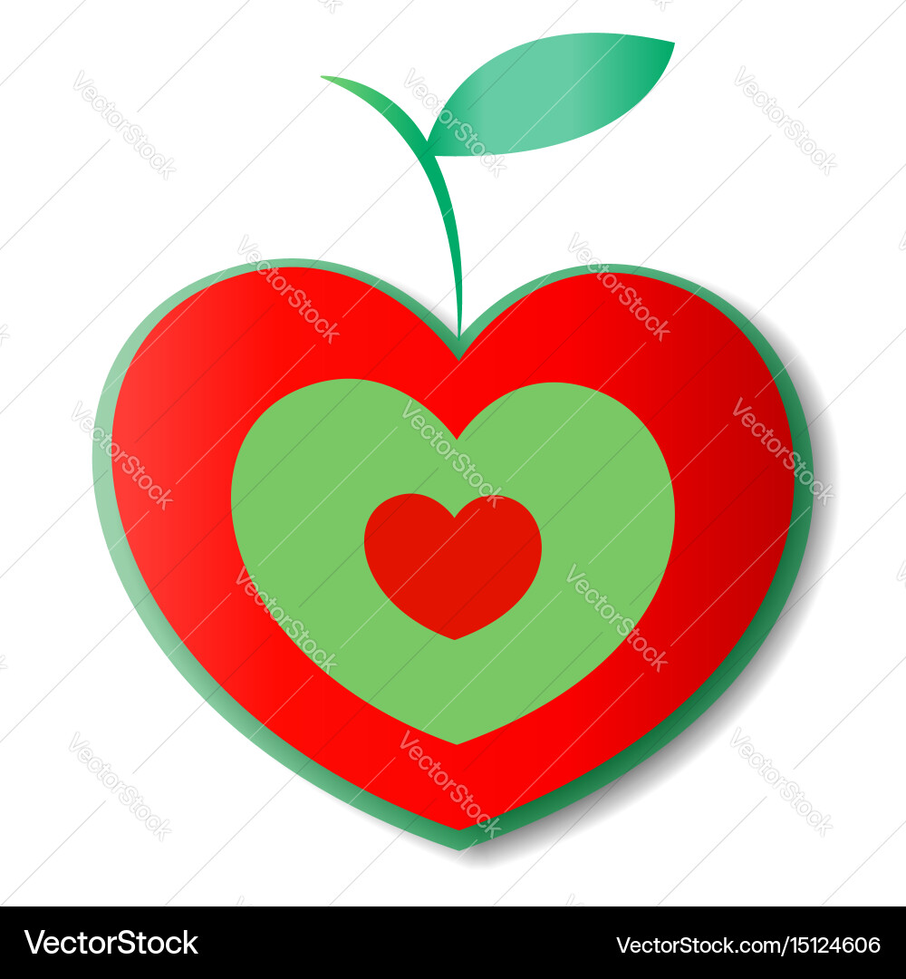 Natural apple logo heart icon Royalty Free Vector Image