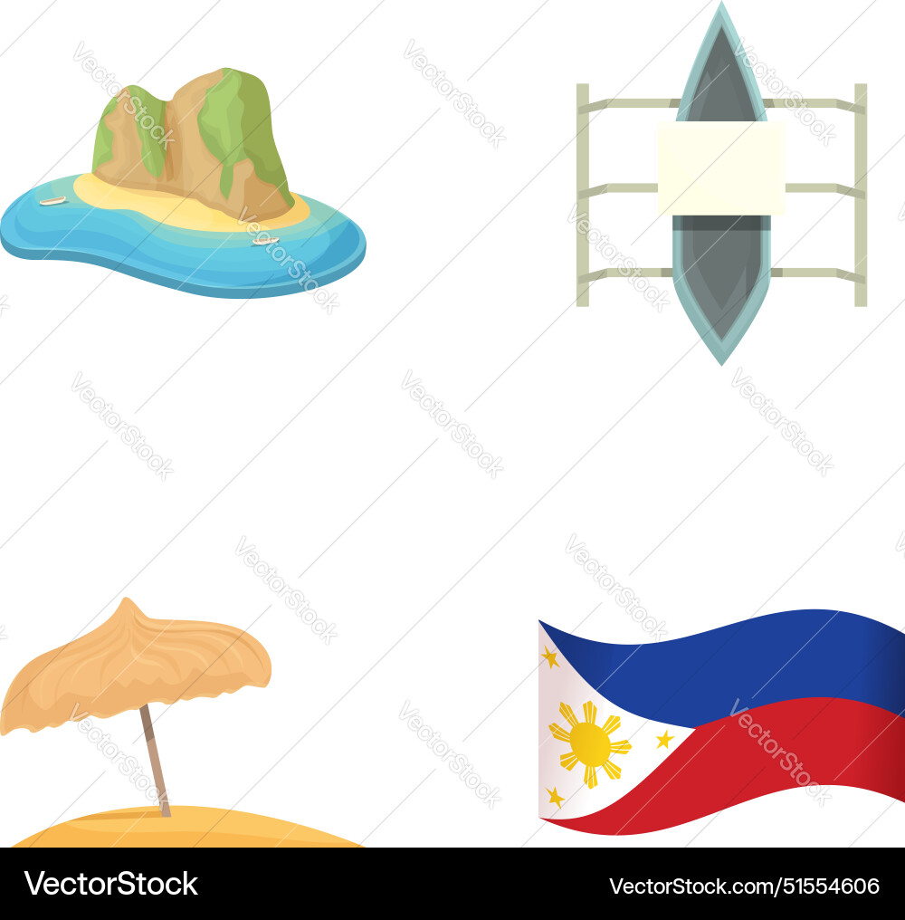 Philippines republic icons set cartoon Royalty Free Vector