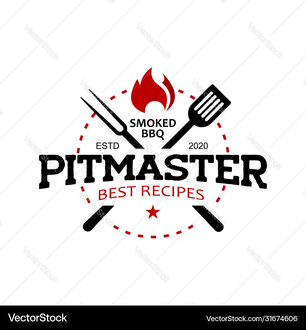 Pitmaster barbecue logo stamp Royalty Free Vector Image