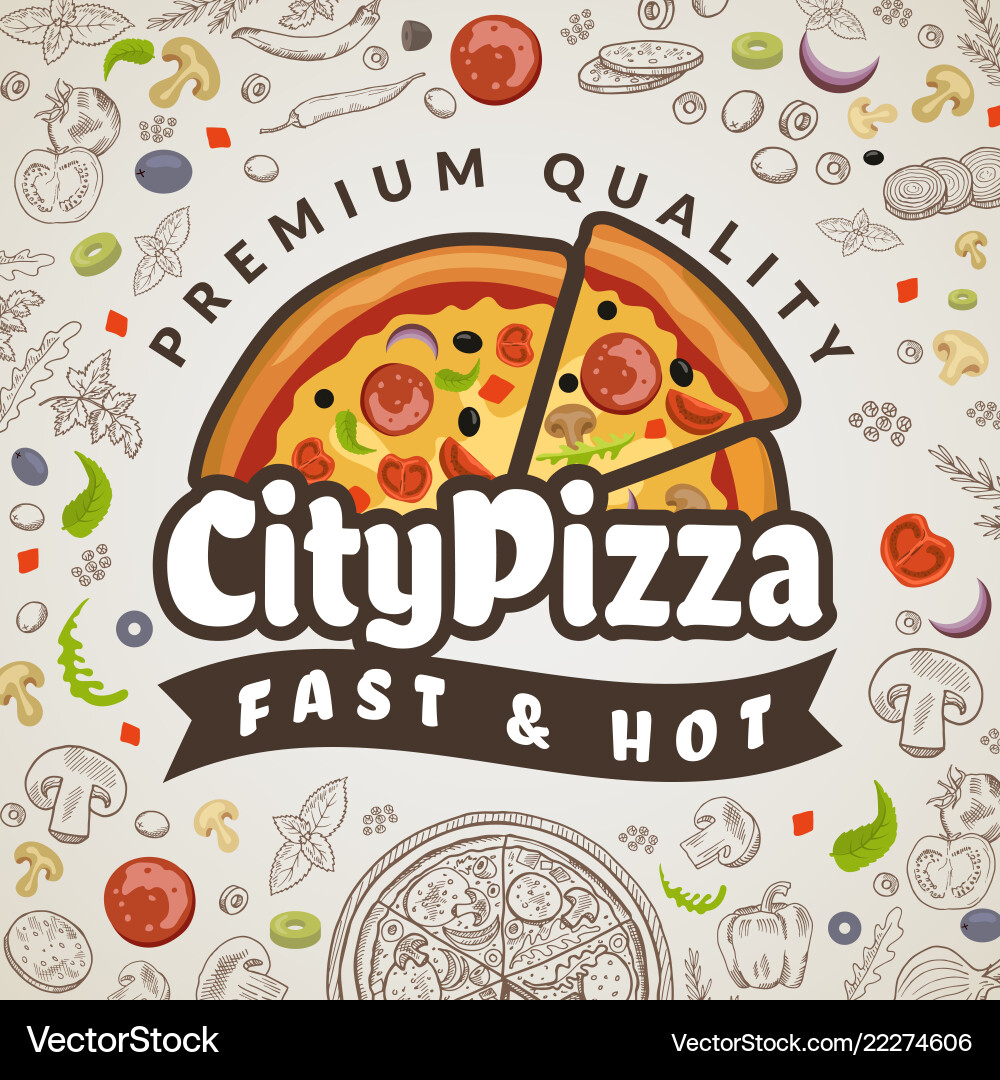 Pizza food background italian kitchen menu Vector Image