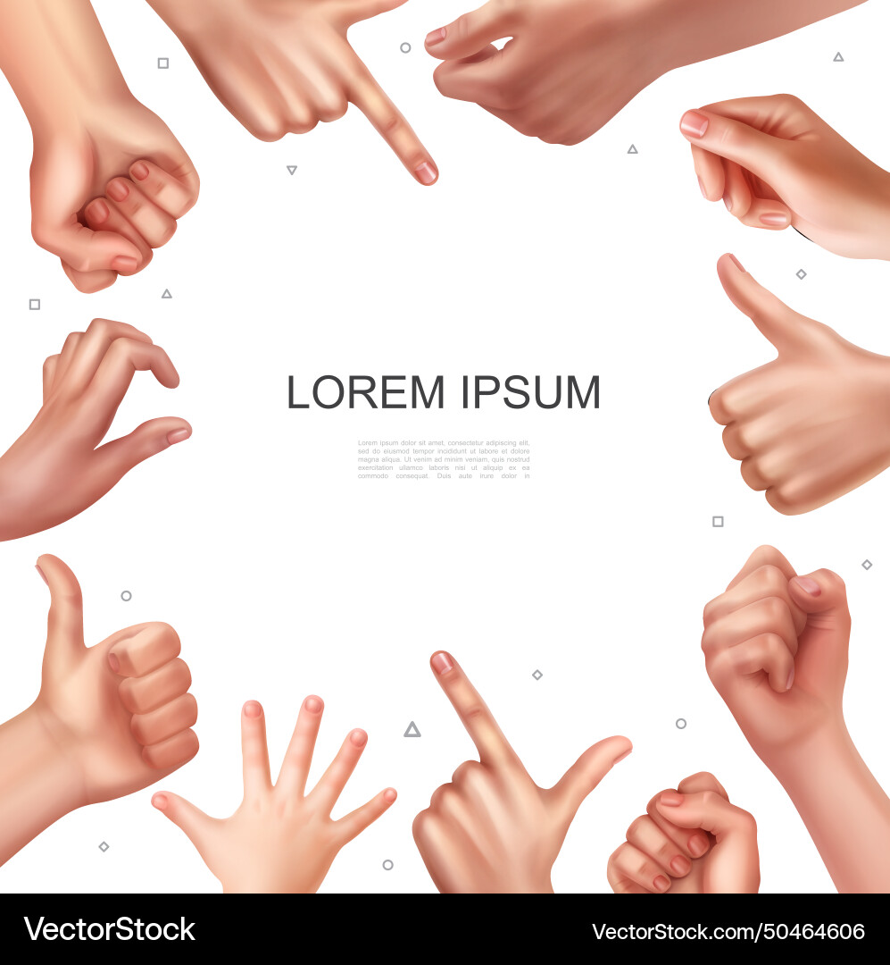 Realistic hand gestures template Royalty Free Vector Image
