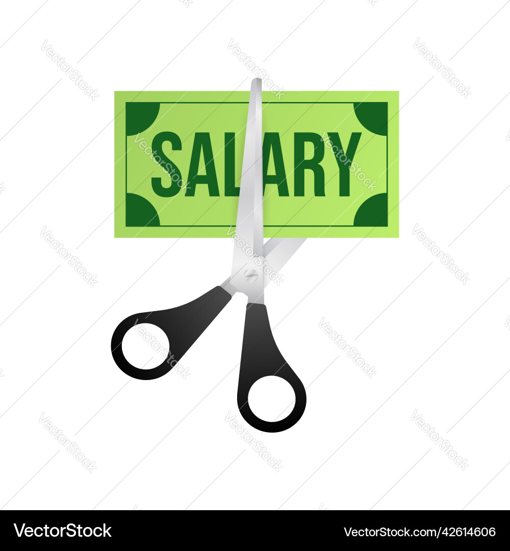 Salary cut green image business concept Royalty Free Vector