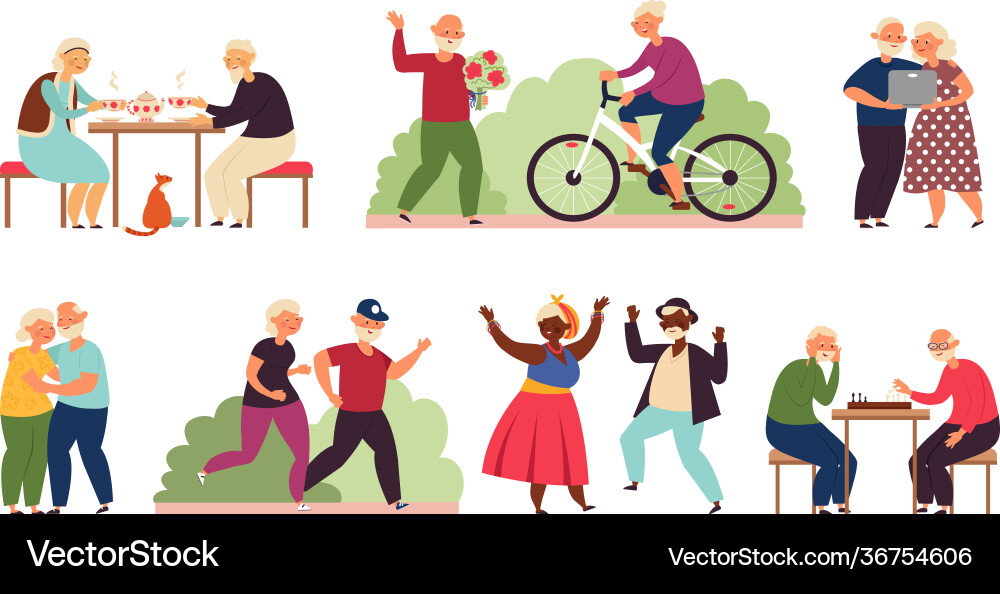 Senior Group Activity - Diverse Seniors Royalty Free Vector