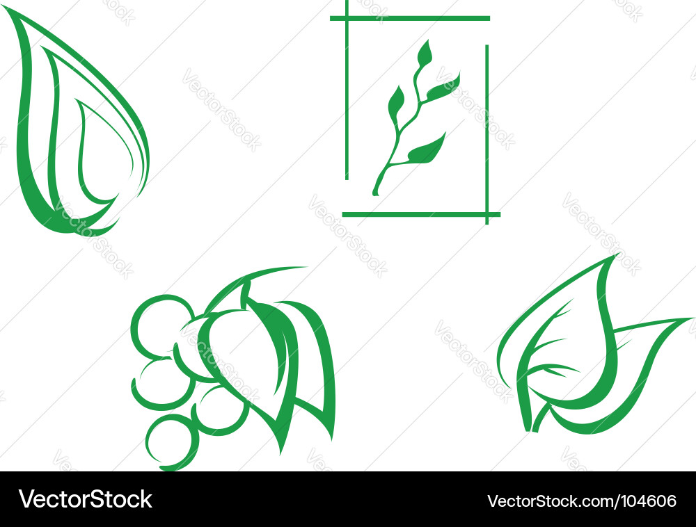 Set of leaves symbols Royalty Free Vector Image