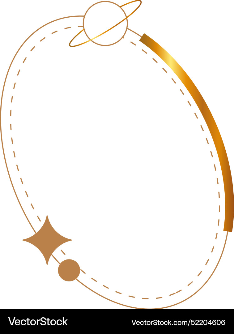 Skewed oval golden monoline frame aesthetic Vector Image